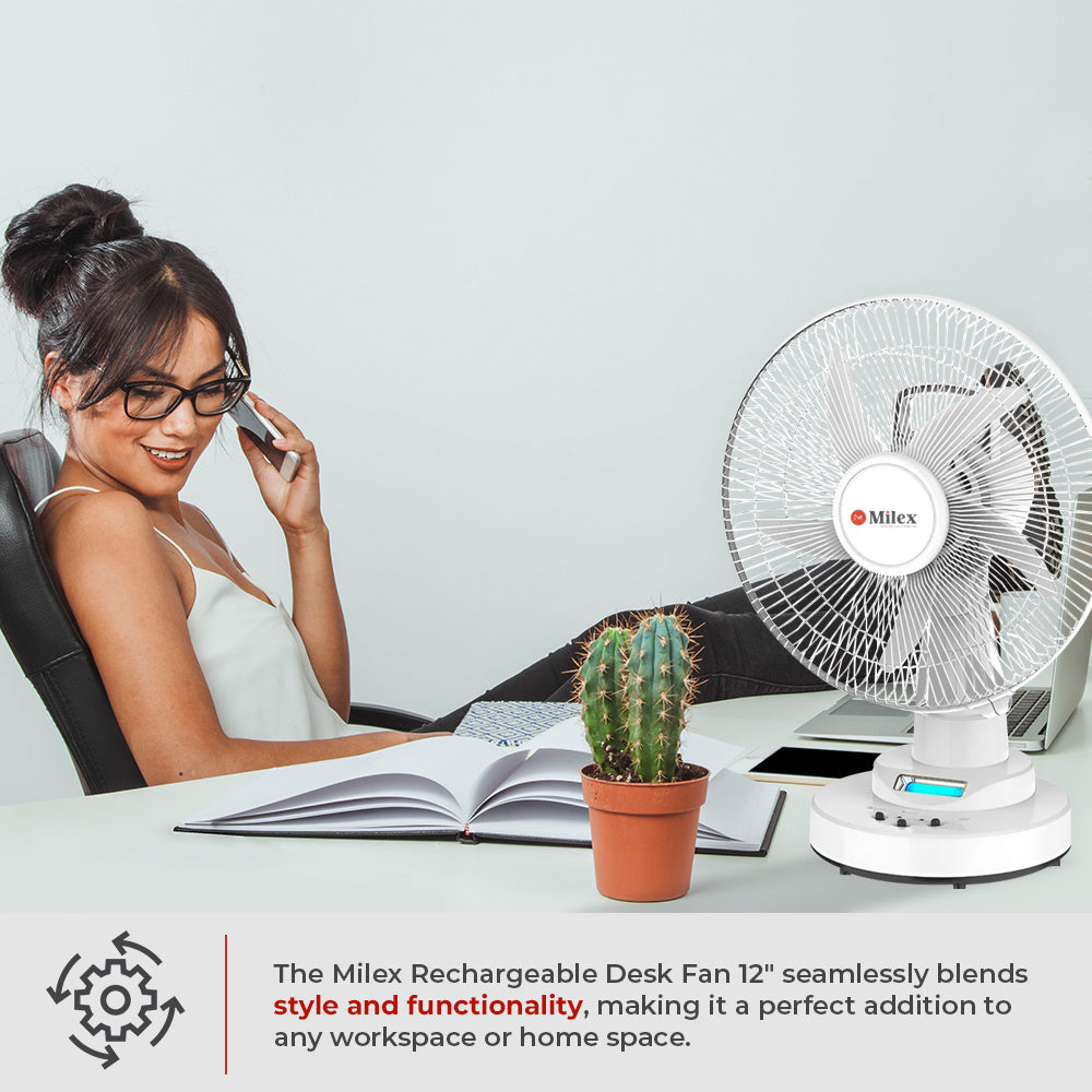 Milex Rechargeable Desk Fan 12" – Homemark